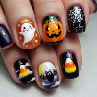 China Halloween Long Holiday Press On Nails Wholesale Bat Spider Web For Salon for sale