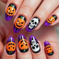 China Spooky Halloween Holiday Press On Nails Bulk Wholesale Dark Witch Design for sale