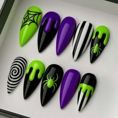 China Halloween Wholesale holiday Press On Nails Spider Ghost Pumpkin Skeleton Short for sale