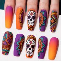 China Halloween Wholesale holiday Press On Nails Spider Ghost Pumpkin Skeleton Short for sale