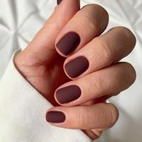 China Promotion Matte Dark Red Solid Color Press On Nails 4 Shapes for Daily Wear for sale