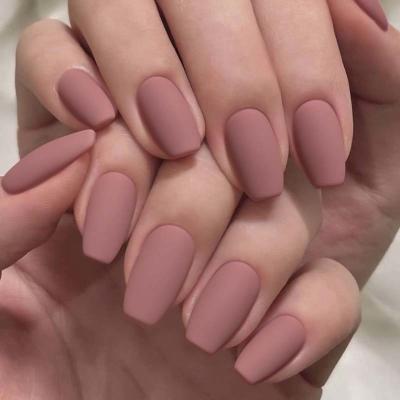 China Promotional Wholesale Solid Color False Nails Matte Grey Pink Reusable for sale