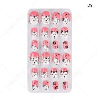 China 24Pcs Short Kids False Nail Gift Children Nail Art Decoration for sale
