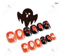 China Halloween Kids Press On Nails 24Pcs Short Ghost Skeleton Girls Cosplay Party for sale