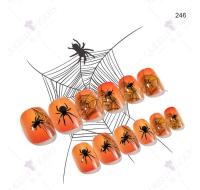 China Halloween Kids Press On Nails 24Pcs Short Ghost Skeleton Girls Cosplay Party for sale