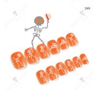 China Halloween Kids Press On Nails 24Pcs Short Ghost Skeleton Girls Cosplay Party for sale