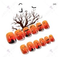 China Halloween Kids Press On Nails 24Pcs Short Ghost Skeleton Girls Cosplay Party for sale