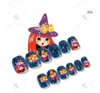 China Halloween Kids Press On Nails 24Pcs Short Ghost Skeleton Girls Cosplay Party for sale