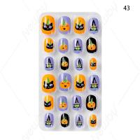 China Halloween Kids Press On Nails 24Pcs Short Ghost Skeleton Girls Cosplay Party for sale