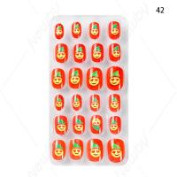 China Halloween Kids Press On Nails 24Pcs Short Ghost Skeleton Girls Cosplay Party for sale
