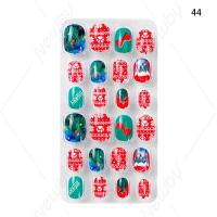 China Christmas Kids Press On Nails 24Pcs Short Xmas Safe Self Adhesive for sale