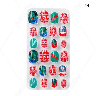 China Christmas Kids Press On Nails 24Pcs Short Xmas Safe Self Adhesive for sale