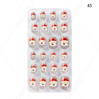 China Christmas Kids Press On Nails 24Pcs Short Xmas Safe Self Adhesive for sale