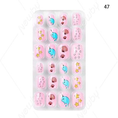 China Kids False Nail Tips Safe ABS Wearable Fake Nails for Girls Party Gift Children for sale
