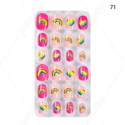 China 24Pcs Cute Cartoon Kids Press On Nails Safe ABS For Girls Party Gift Children for sale