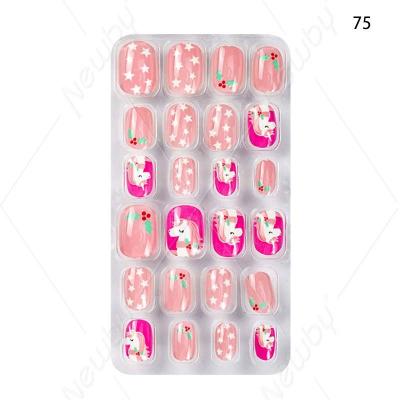 China Cute Cartoon Kids Press On Nails 24Pcs Short Safe ABS for Girls Party Gift for sale