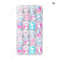 China Cute Cartoon Kids Press On Nails 24Pcs Short Safe ABS for Girls Party Gift for sale