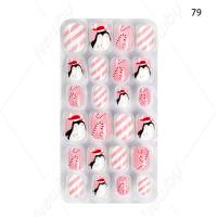 China Short Safe ABS Wearable Kids Fake Nails 24Pcs Cute Cartoon For Gift Children for sale