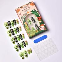China Wholesale Glow In Dark Grinch Christmas Holiday Press On Nails Almond Candy Cane for sale