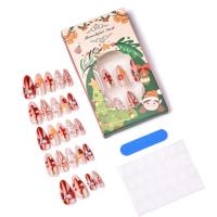 China Wholesale 3D Pearl Christmas Tree Holiday Fake Nails Almond Pink Glitter for sale
