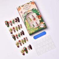 China Wholesale Hand Painted Grinch Christmas Holiday Press On Nails Almond Nude for sale