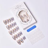 China Wholesale Gold Foil Shell Holiday Press On Nails Almond Nude Luxury Wedding for sale