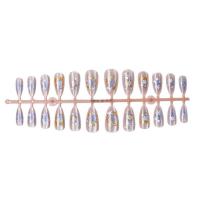 China Wholesale Gold Foil Shell Holiday Press On Nails Almond Nude Luxury Wedding for sale