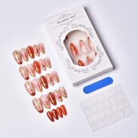 China Wholesale Snowflake Christmas Holiday Fake Nails Almond Pink Red Gold French for sale