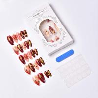 China Wholesale Poinsettia Christmas Holiday Press On Nails Almond Red Pink Gold Star for sale