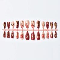 China Wholesale Poinsettia Christmas Holiday Press On Nails Almond Red Pink Gold Star for sale