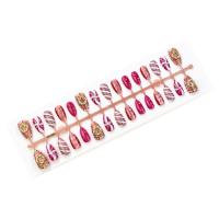 China Wholesale Candy Christmas Holiday Press On Nails Almond Stripe Rhinestone for sale