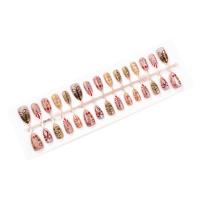 China Wholesale Gift Bow Christmas Holiday Fake Nails Almond Nude Candy Cane Tree for sale