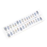 China Wholesale Blue Snowflake Christmas Holiday Press On Nails Almond White Gold Foil for sale