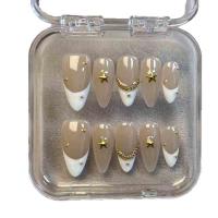 China Bulk Handmade Press On Nails Almond French Tips Design For Ladies Office for sale