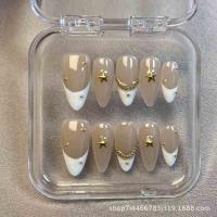 China Bulk Handmade Press On Nails Almond French Tips Design For Ladies Office for sale