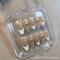 China Bulk Handmade Press On Nails Almond French Tips Design For Ladies Office for sale