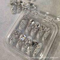 China Bulk Handmade False Nails Crystal Ornament Glam Bridal Design for sale