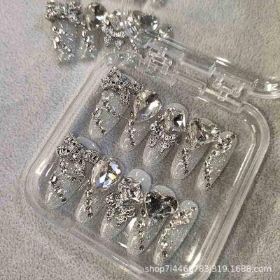 China Bulk Handmade False Nails Crystal Ornament Glam Bridal Design for sale