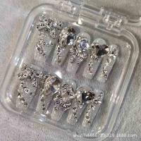 China Bulk Handmade False Nails Crystal Ornament Glam Bridal Design for sale