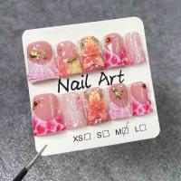 China Handmade Fake Nails Medium Dark Pink Ocean 3D Bubble Starfish Flower Nail Tips for sale