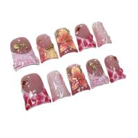 China Handmade Fake Nails Medium Dark Pink Ocean 3D Bubble Starfish Flower Nail Tips for sale
