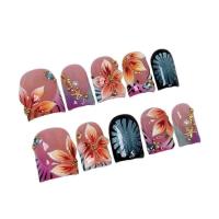 China Short Square Tropical Handmade Fake Nails Plumeria Gold Starfish Blue Cat Eye for sale
