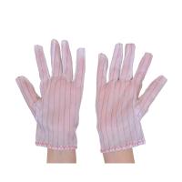 China 100% Polyester ESD Cleanroom Gloves with 10^10 Ohms Surface Resistivity and Double Stripe Design for sale