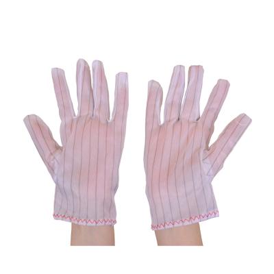 China 100% Polyester ESD Cleanroom Gloves with 10^10 Ohms Surface Resistivity and Double Stripe Design for sale