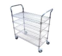 China 4 Layer Chrome Wire Basket ESD Shelf Trolley with Handrail - 1500mm Height, 70kg Caster Capacity for EPA Protection for sale