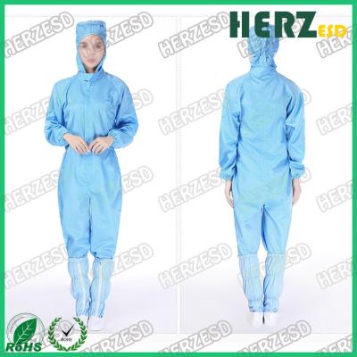 China Waterproof Lint Free Antistatic ESD Cleanroom Coverall - 10⁶-10⁹ Ohm Resistance, 50 Wash Cycles for sale