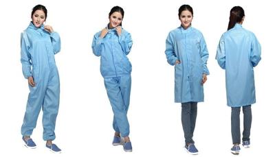 China ESD Cleanroom Smock Jumpsuit with 10E7-10E9 Ohm Resistance and 5mm Conductive Grid for Anti-Static Protection for sale