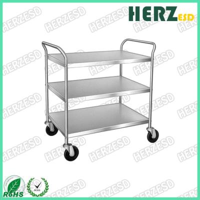 China Stainless Steel Anti-Static PCB Storage Trolley Cart with 3 Layers and 4 Wheels for SMT Component Handling for sale