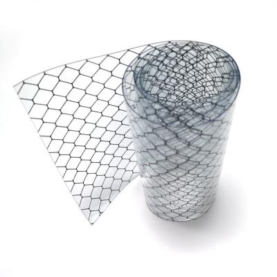 China Cleanroom ESD PVC Curtain Transparent / Black Grid Antistatic Curtain for sale