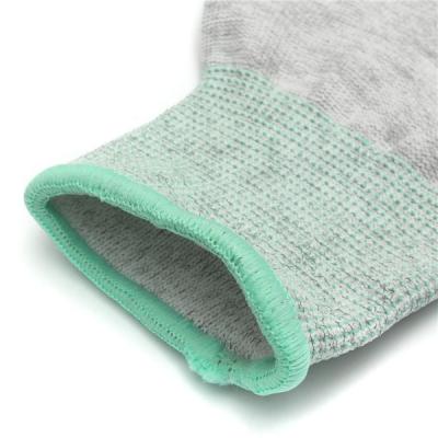 China Assembly Inspection Precision Work Palm PU Coated Anti Static ESD Safe Gloves ESD Palm Fit Gloves for sale